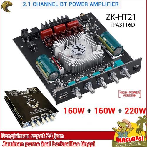 Jual ZK-HT21 Amplifier 2.1 Channel bluetooth Modul Daya Digital Subwoofer Nada Tinggi dan Rendah ...