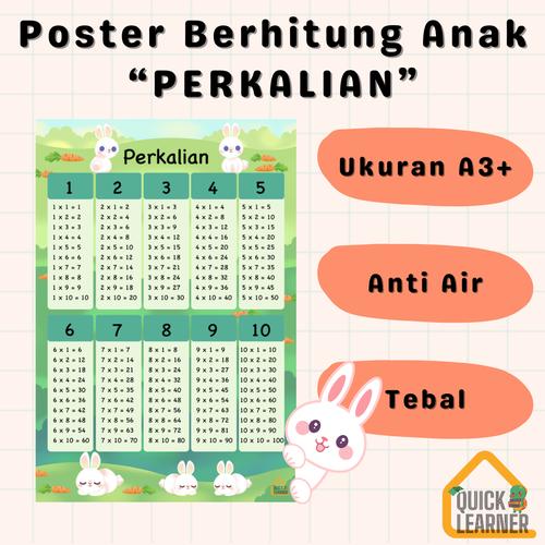 Jual Quick Learner Poster Berhitung Anak Belajar Perkalian Untuk ...
