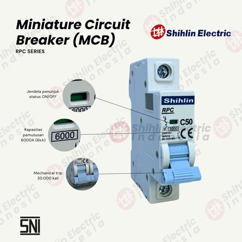 Jual MCB (Miniature Circuit Breaker) Shihlin RPC 1P (6kA) 50A & 63A ...