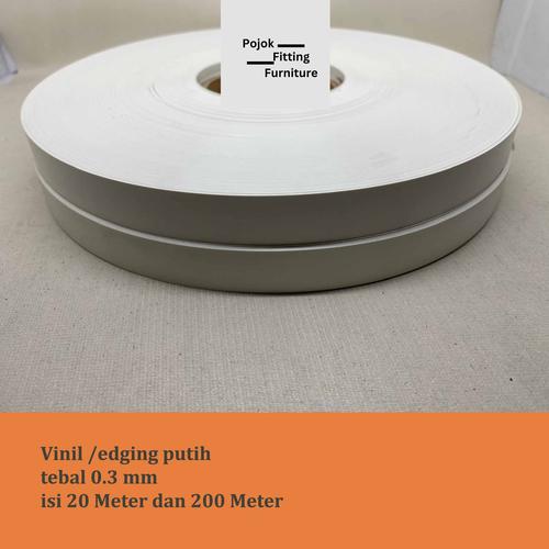 Jual 20 mm Edging Putih Vinil putih doff tipis PVC - 20 METER/KECIL ...