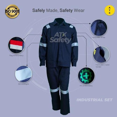 Jual Wearpack safety Setelan Kerja baju + celana merk ATX Navy - M ...