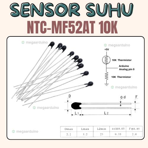 Jual NTC Thermistor 10K Ohm Thermal Resistor NTC-MF52AT Sensor suhu ...