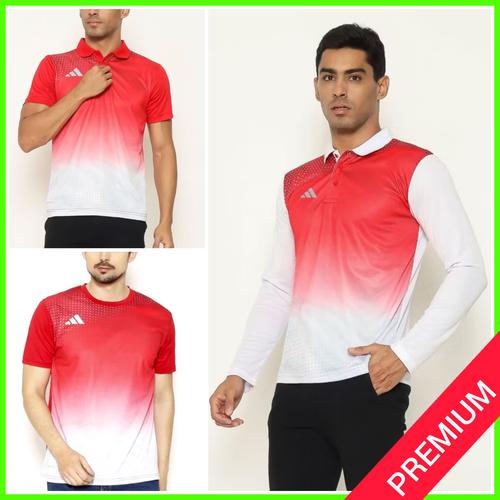 Jual Baju Olahraga Pria Merah Putih Polo Shirt Kaos Gym Running Kerah ...