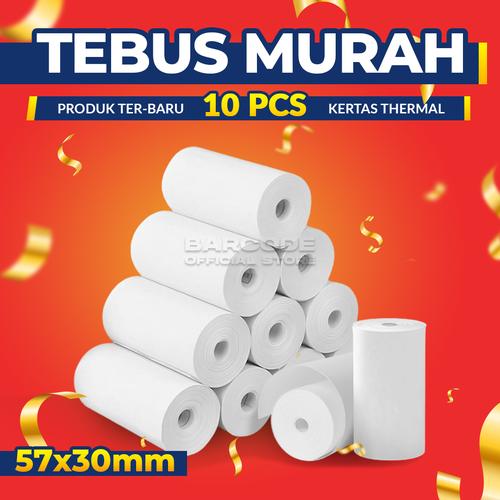 Jual 1 Slop Kertas Thermal 57x30mm / 57 x 30 / 57x30 mm Struk Kasir ...