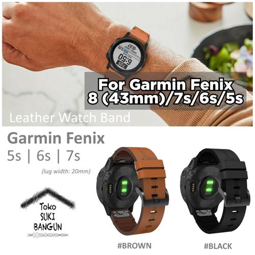 Jual Strap Garmin Fenix 8s 7s 6s 5s Sapphire Pro Solar LEATHER Watch ...