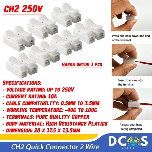Jual Ch2 Quick Connector 2 Wire Spring Terminal Sambungan Kabel Listrik ...