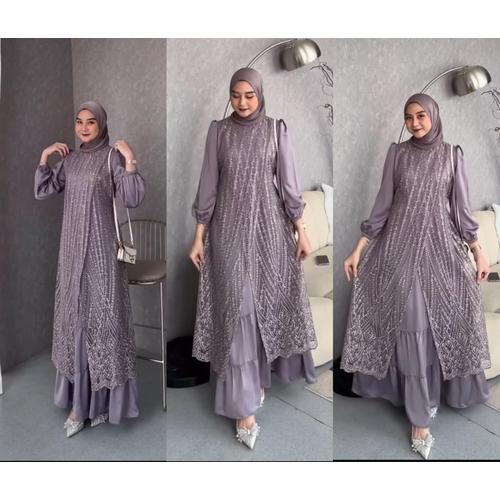 Jual Gamis pesta Olivia pesta terbaru brokat tile valvet Premium gaun ...