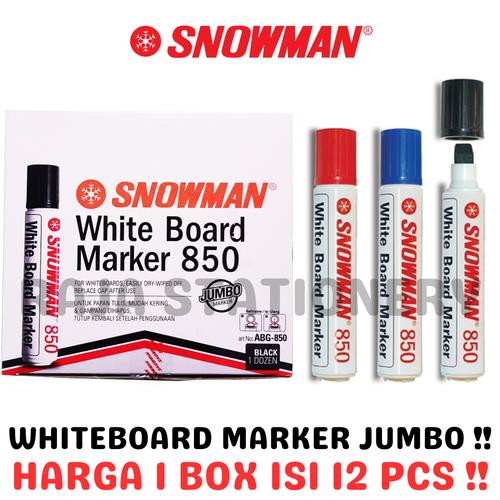 Promo SNOWMAN WHITEBOARD MARKER JUMBO BLACK BLUE RED SPIDOL PAPAN TULIS ...