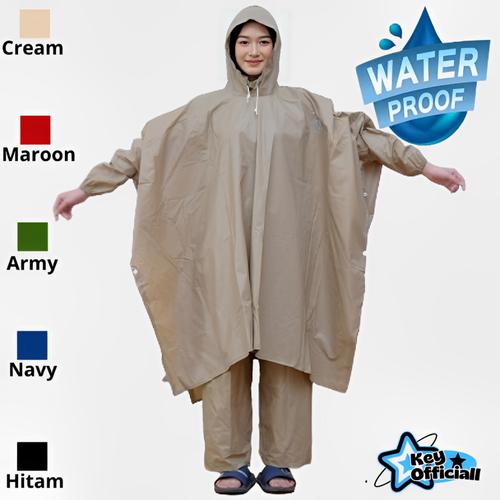 Promo Jas Hujan Setelan Ponco + Celana Raincoat Mantel Poncho Lengan Kelelawar - Cream - Kota ...