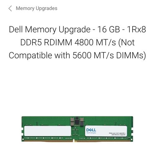 Jual Dell RAM 16GB 1Rx8 DDR5 RDIMM 4800 MT/s Single Rank Memory Upgrade ...