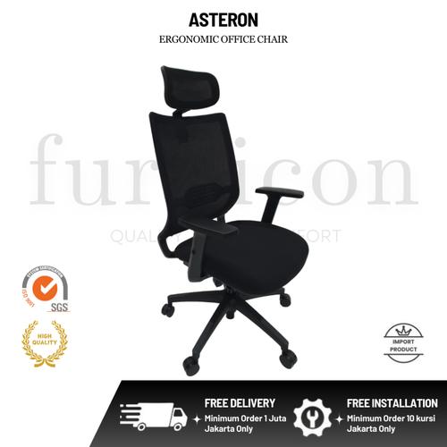 Jual Kursi Kantor Ergonomis Asteron With Headrest Nylon Base Office ...