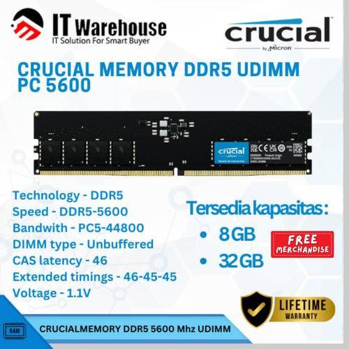 Promo Crucial Memory PC UDIMM 8GB 32GB DDR5 5600 Mhz CL46 (Longdimm ...