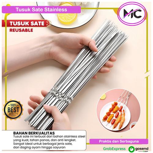 Jual Tusuk Sate Stainless Steel BBQ Anti Karat Tusukan Sate Kambing ...
