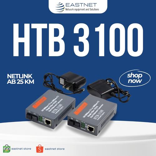 Jual netlink htb 3100 ab 25 km fiber optic media converter - A + B ...