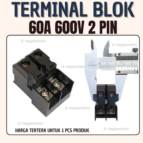 Jual Terminal Blok 2pin Hitam 2 Pin 60A max 600v konektor terminal ...