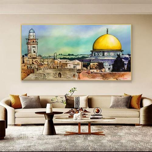 Jual lukisan tangan masjid Al aqsa lukisan dinding hiasan dinding ruang ...