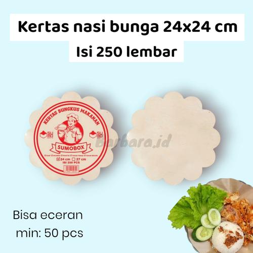 Jual ISI 250 LEMBAR Kertas Nasi Bulat 24 cm / Kertas Nasi Bunga Kembang ...