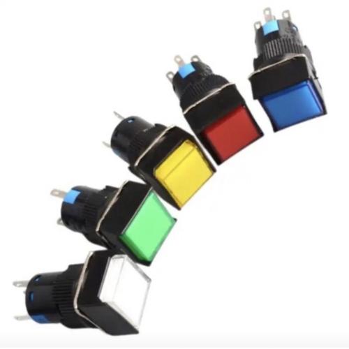 Jual Saklar Momentary 16mm 12V 24V 220V Square Push Button Switch LED ...