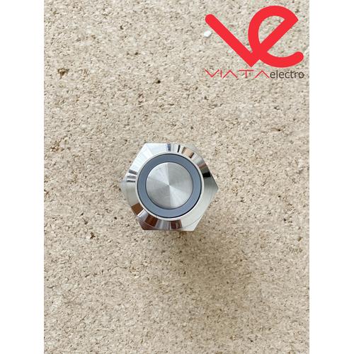 Jual PUSH ON METAL LED 220V 22mm FLAT HEAD HSC22F-11E 22mm STAINLESS ...