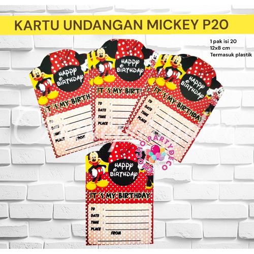 Jual Kartu Undangan Ulang Tahun MICKEY MOUSE P20 Isi 20 pc / Kartu ...