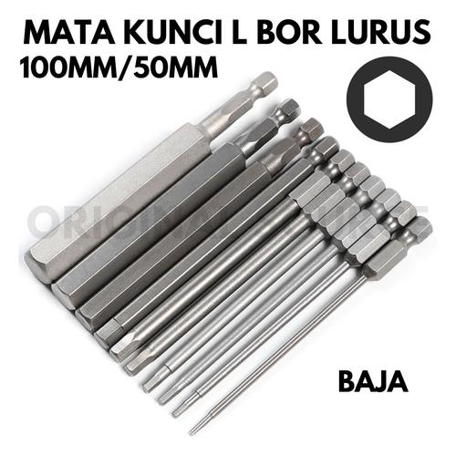 Promo Kunci L Bor Set Lurus 100mm / 50mm | Mata Obeng Hexagon Segi Enam ...