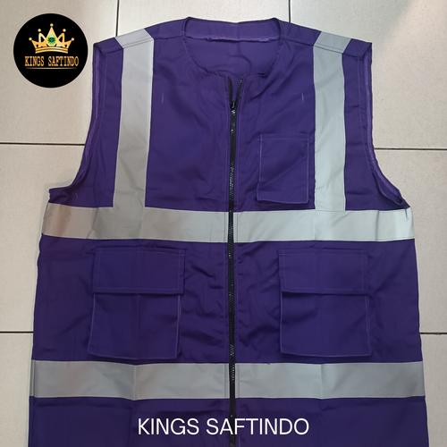 Jual SAFETY VEST WARNA UNGU/ ROMPI SAFETY BAHAN DRILL UNGU/ SAFETY VEST ...