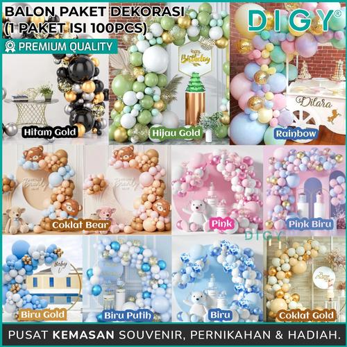 Jual Balon Dekorasi Garland Karangan Bunga Warna/Paket Balon Dekorasi ...