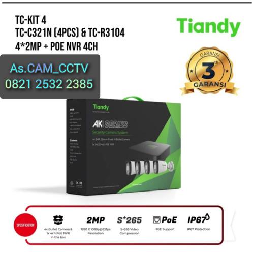 Jual TIANDY TC-KIT 4 - TC-C321N 4 Unit + TIANDY NVR 4 CH+POE TC-R3104 ...