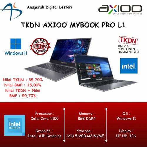 Promo TKDN Axioo MyBook Pro L1 - N100 8GB 512GB W11 14"HD Axioo TKDN ...