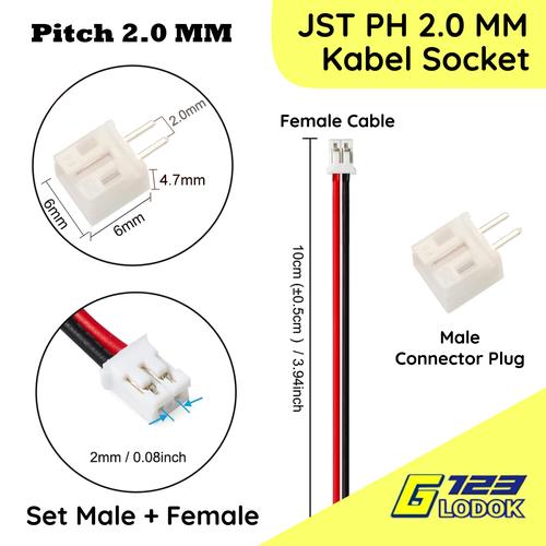 Jual Kabel Konektor Socket Soket Molex Mini Micro 2 PIN JST PH 2.0 ...