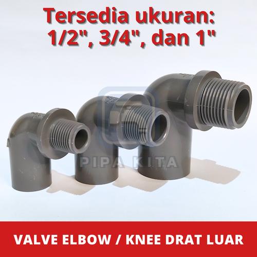 Jual Knee Drat Luar / Valve Elbow AW PVC SCG 1/2 3/4 1 Inch Dim KDL Keni Sambungan Paralon ...