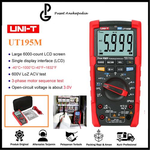 Jual UNI-T UT195M Multimeter Digital Profesional 750V AC DC Voltase True RMS - Penguji Listrik ...