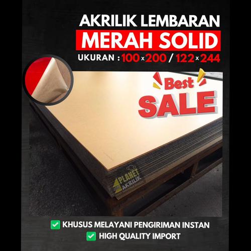 Jual AKRILIK LEMBARAN MERAH SOLID TEBAL 2mm 100x200cm / 122x244cm ...