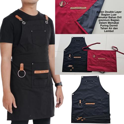 Jual ALIMRAN Apron Barista Celemek Masak Apron Pelayan Cafe Restoran ...