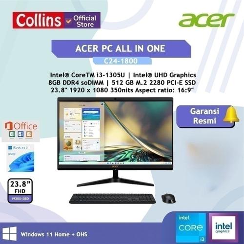 Promo ACER PC ALL IN ONE C24-1800 I3-1305U 512GB 23.8" FHD IPS sRGB 100 ...