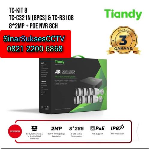 Jual TIANDY TC-KIT 8 - TIANDY IP CAM 2MP TC-C321N 8 UNIT + TIANDY NVR 8 ...