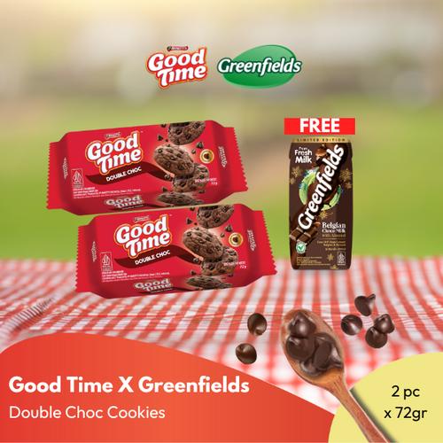Promo Good Time Cookies Double Choco 2x72gr - FREE Greenfields UHT ...