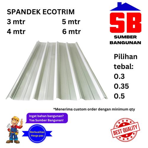 Jual ATAP SPANDEK SPANDEX 0,35 FULL 0.35 FULL ECOTRIM 3 4 5 6 METER ZINC ALUM - 3 METER SPANDEK ...
