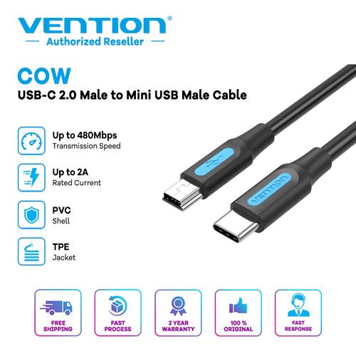 Promo Vention Kabel Data USB-C to Mini USB Charger 2A Type-C to USB-B ...