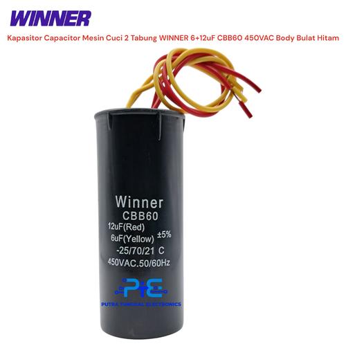 Jual Kapasitor Capacitor Mesin Cuci 2 Tabung WINNER 6+12uF CBB60 450VAC ...