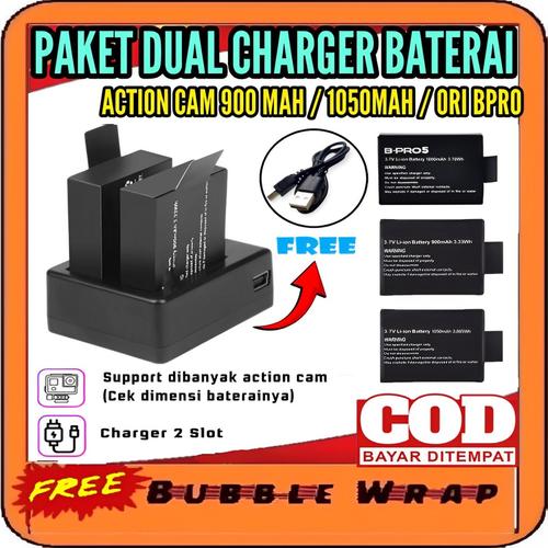 Jual Action cam Dual charger + 2 baterai batrai Brica Bpro 5 Sbox Kogan ...