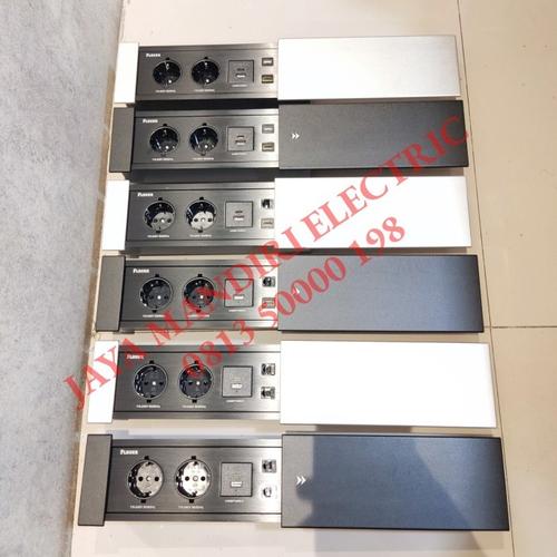 Jual Stop kontak meja silver sliding geser komplit multimedia socket ...