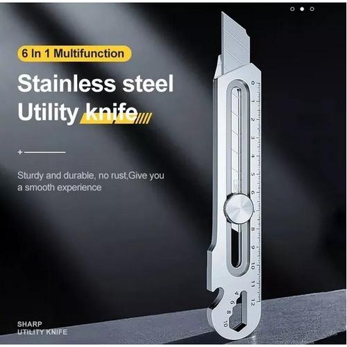 Promo Pisau Cutter 9IN1 Stainless Steel Dengan Pengukur Pembuka Botol ...