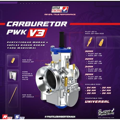 Jual KARBURATOR UMA V3 PWK 24 / 28 / 30 / 32 / 34 / 36 - UMA RACING ...