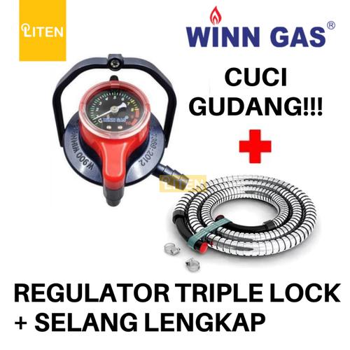 Jual (PAKET LENGKAP) Regulator Gas Tipe METERAN Anti Bocor W900M Winn ...