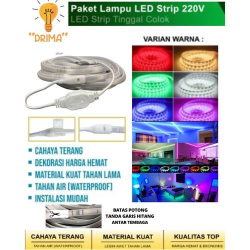 Jual LAMPU SELANG LED STRIP SMD 5050 220V PAKET 1M-10M FREE SOKET 1PCS ...