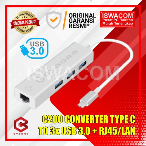 Jual Cyborg C200 Converter Type C to 3 x USB 3.0 Type A + RJ45/LAN ...