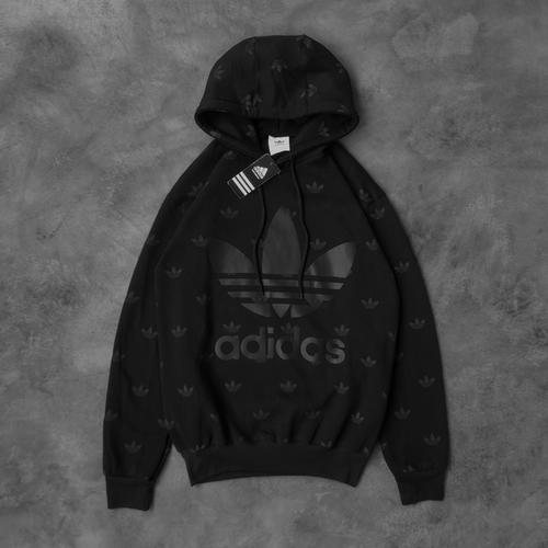 Promo Hoodie Adidas Adicolor Classics Trefoil Logo Monogram - Hitam ...
