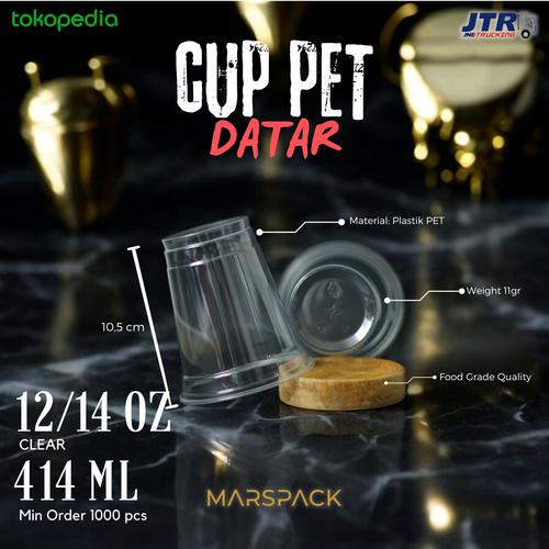 Jual Cup PET Datar 12oz (400ml) & Tutup - Cup Plastik PET - STRAWLESS ...
