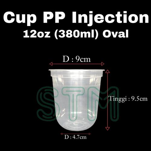 Promo Cup PP injection/Gelas plastik 12oz 380ml INJECTION cheese boba Cup OZ - Only Cup Oval ...